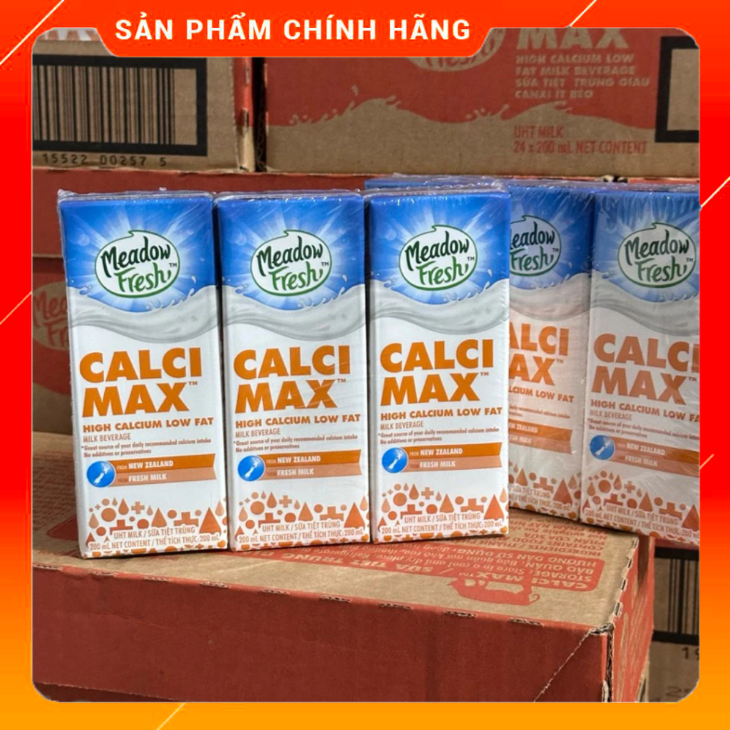 Thùng Sữa tiệt trùng Canxi max Meadow Fresh ít béo thùng 24 hộp 200ml ...