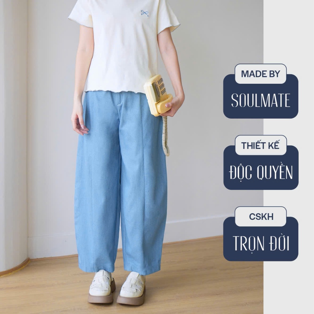 CRAYON pant - Quần Jean ống bom, chất liệu jean lóng chéo dày dặn ...