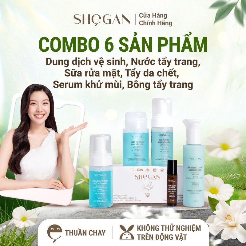 Combo Đặc Biệt SHeGAN - Sửa Rửa Mặt, Tẩy Da Chết, Nước Tẩy Trang, Dung ...