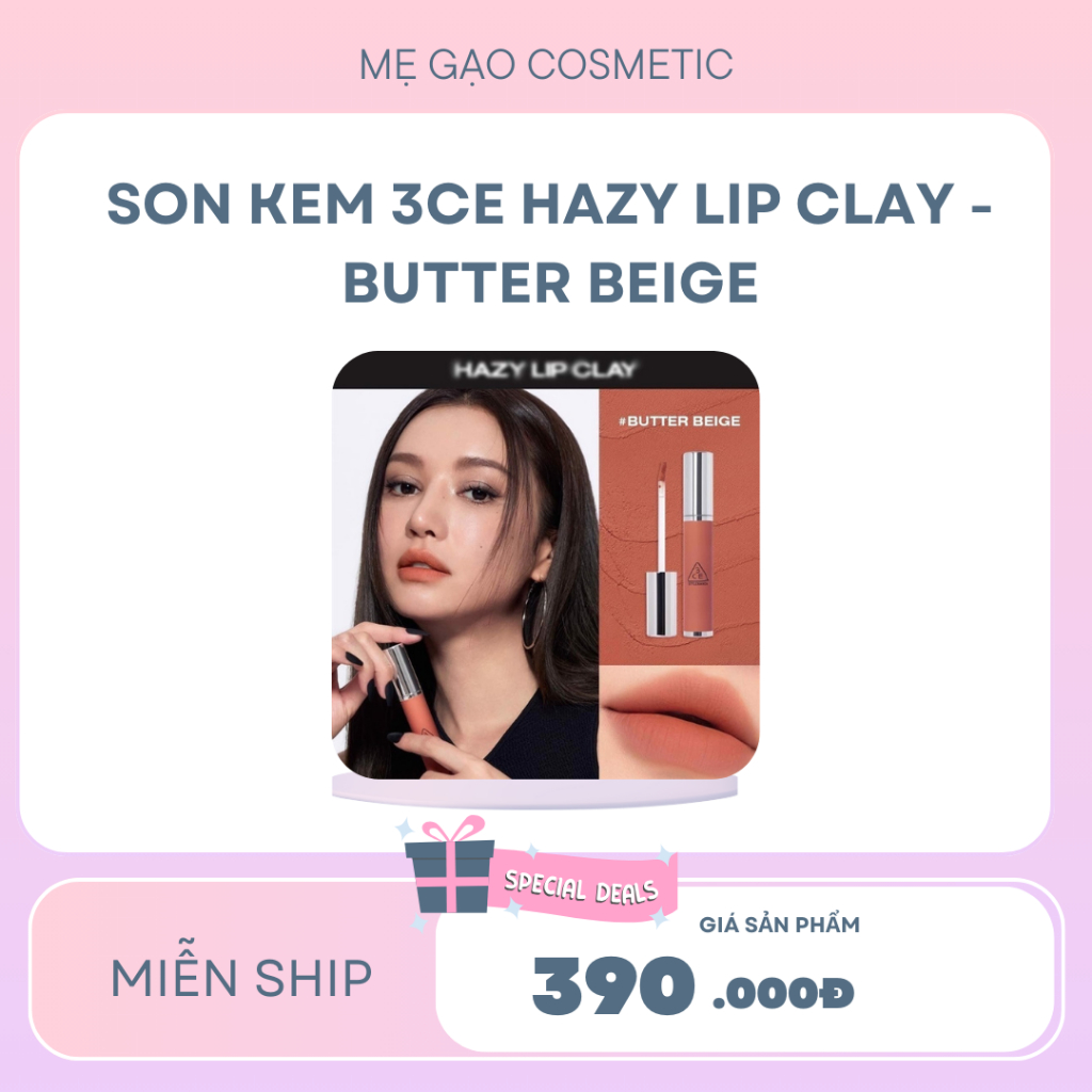 Son Kem 3CE Hazy Lip Clay #Butter Beige | Shopee Việt Nam