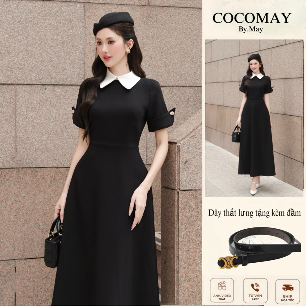 COCOMAY - Đầm Noir Élise Cổ Trắng Dáng Dài | Shopee Việt Nam