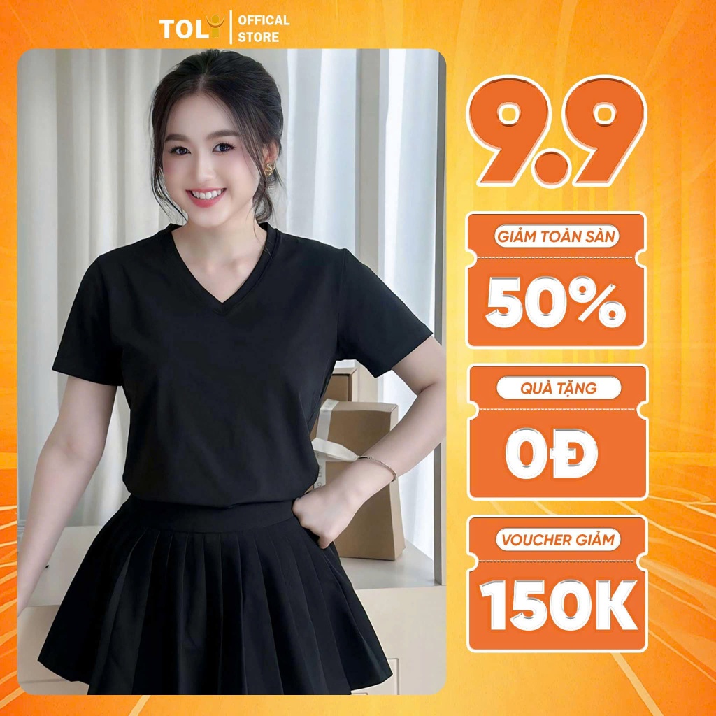 Áo thun nữ cổ tim TOLI SA11 – cotton mềm mịn, dáng suông không kén dáng ...