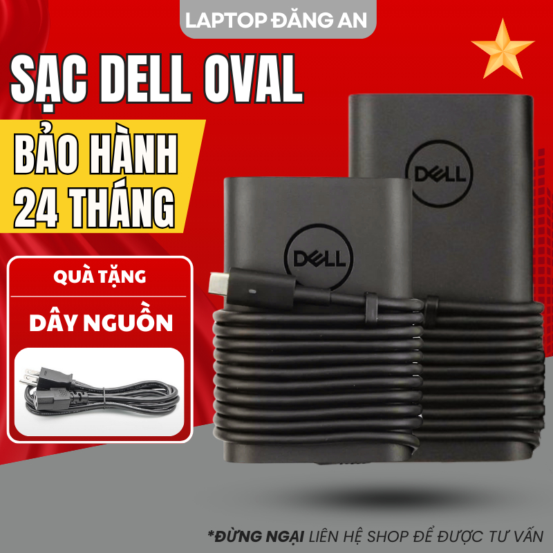 Sạc Laptop DELL Oval 65W 90W - Sạc Dell Chân Type C, Chân To, Nhỏ BH ...