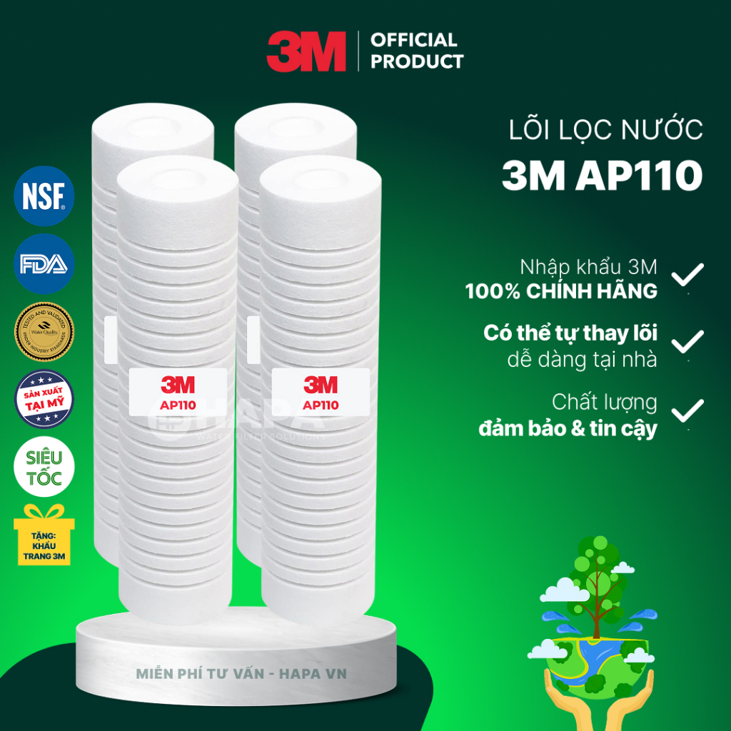 Lõi Lọc Thô 3M AP110 RT20B16G20NN Chính Hãng 3M Mỹ - 10 inch 20 inch Cho 3M AP11T AP055T AP102T ...