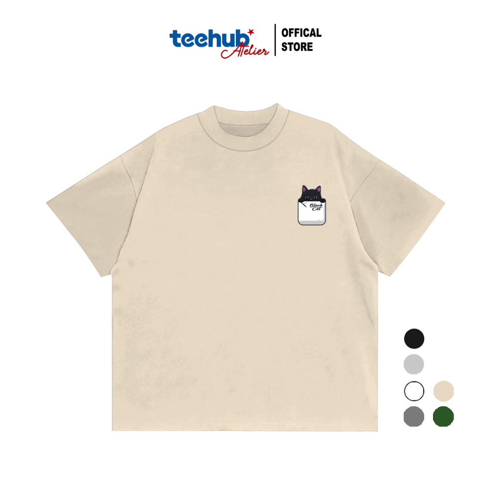 Áo thun unisex Cotton 250 Premium TeeHub BlackCat phông tay lỡ nam nữ ...