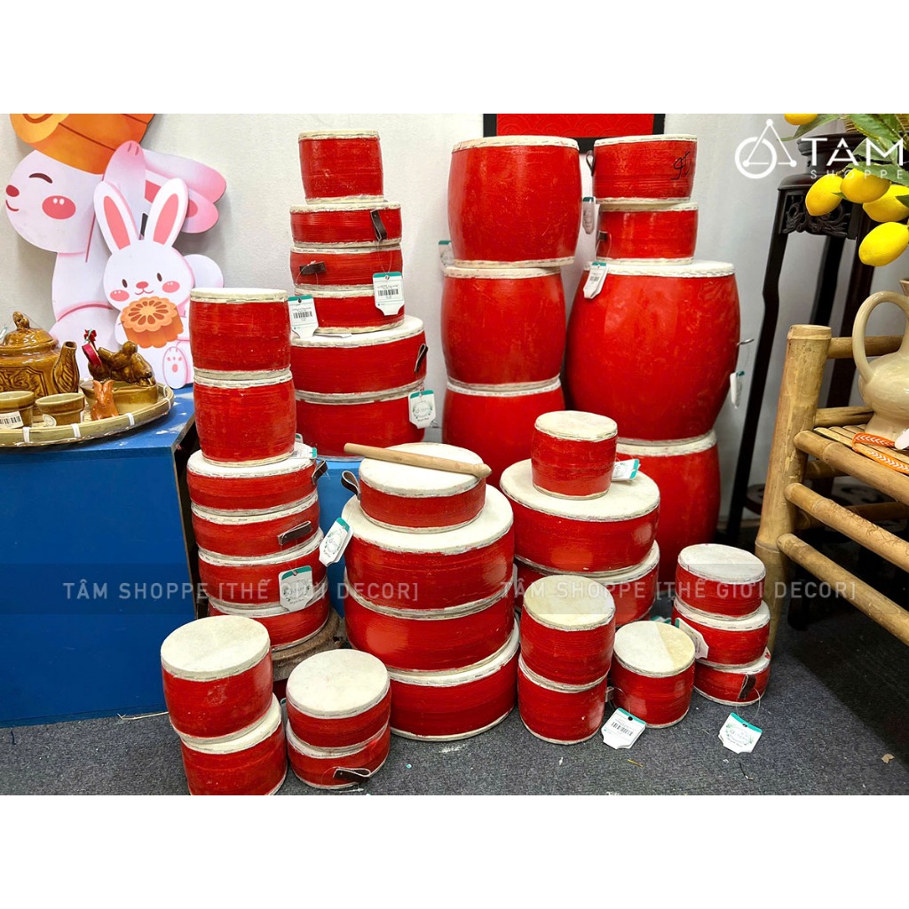 Trống con đỏ decor nhiều kiểu nhiều cỡ (Trống con + Trống gỗ) | Shopee ...