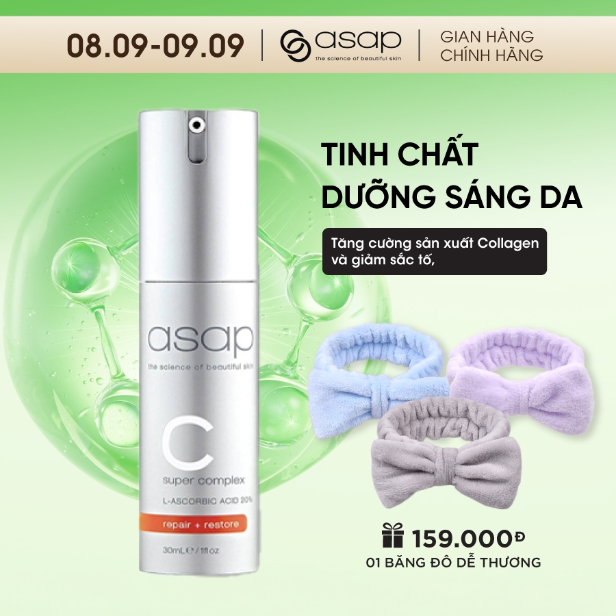 Tinh chất dưỡng da mờ thâm, sáng da Asap Super C Complex hỗ trợ phục ...