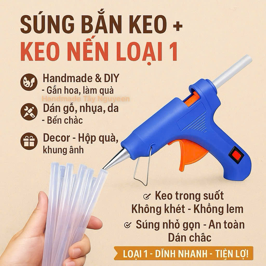 Combo Súng Bắn Keo 20w + Keo Nến Trong Suốt Loại 1 – Nhỏ Gọn Bền, An ...