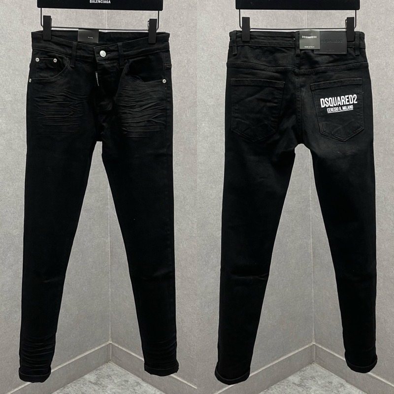Quần DSQ Đen Chữ DSQUARED Milano với túi sau, chất liệu dày, phong cách ...