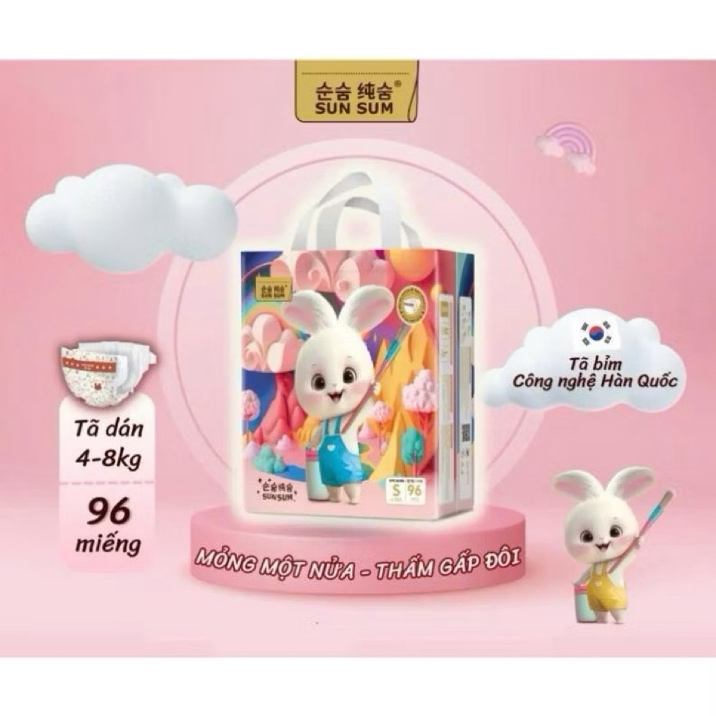 Bỉm Sun Sum dán/quần đủ size S96, M88, M92, L80 , L88 , XL76 , XXL72 ...