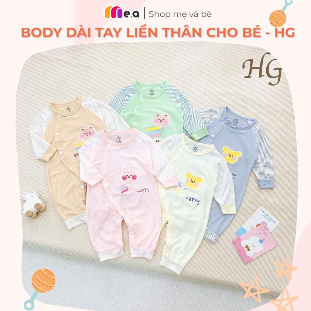 Body suit cho bé gái, bé trai, Body dài tay liền thân cho bé chất liệu ...