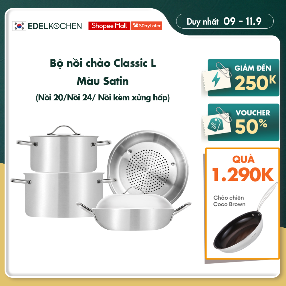 Bộ nồi inox Edelkochen Classic L Collection - Màu Satin (Nồi 20cm/ Nồi ...
