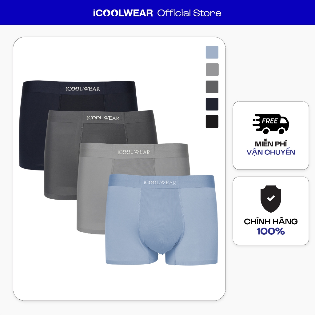 Combo 4 Quần lót nam boxer iCOOLWEAR thun lạnh cao cấp, thoáng khí ...