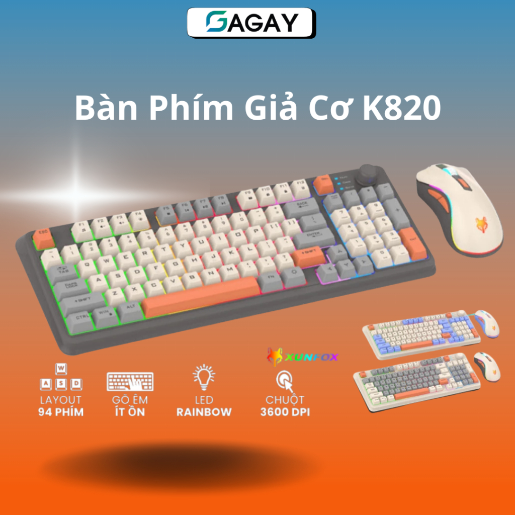 Bàn Phím Giả Cơ Gaming XUNFOX K820 LED 7 Màu, Tích Hợp Núm Điều Chỉnh Âm, Gõ Êm Ái. | Shopee ...