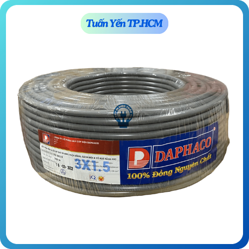 Dây Điện 3 Lõi DAPHACO Tròn Xám Bọc 2 Lớp - FA 3 x 1.5 - 3 x 2.5 - 3 x 4.0 - 3 x 6.0 CUỘN 100M ...