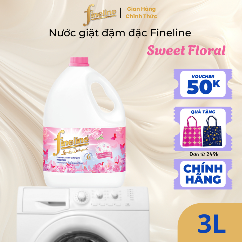 Nước Giặt Fineline Happiness Sweet Floral (Hồng) Can 3000ml. | Shopee ...