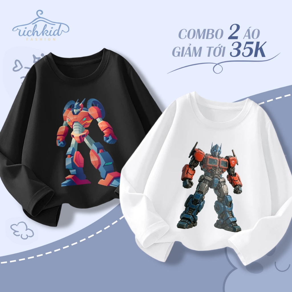 Combo 2 Áo thun dài tay cotton Richkid in hình ROBOT OPTIMUS OP1+OP2 ...