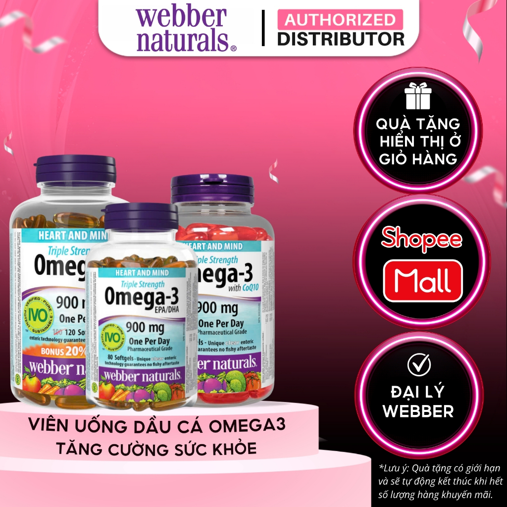 Viên Uống Omega 3 Webber Naturals Triple Strength Omega-3 / Triple Strength Omega-3 with CoQ10 ...
