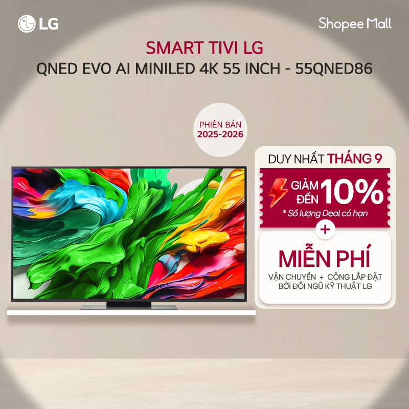 [Chỉ giao Miền Nam/Bắc] 55QNED86ASA - 55 Smart TV LG QNED evo AI QNED86 ...
