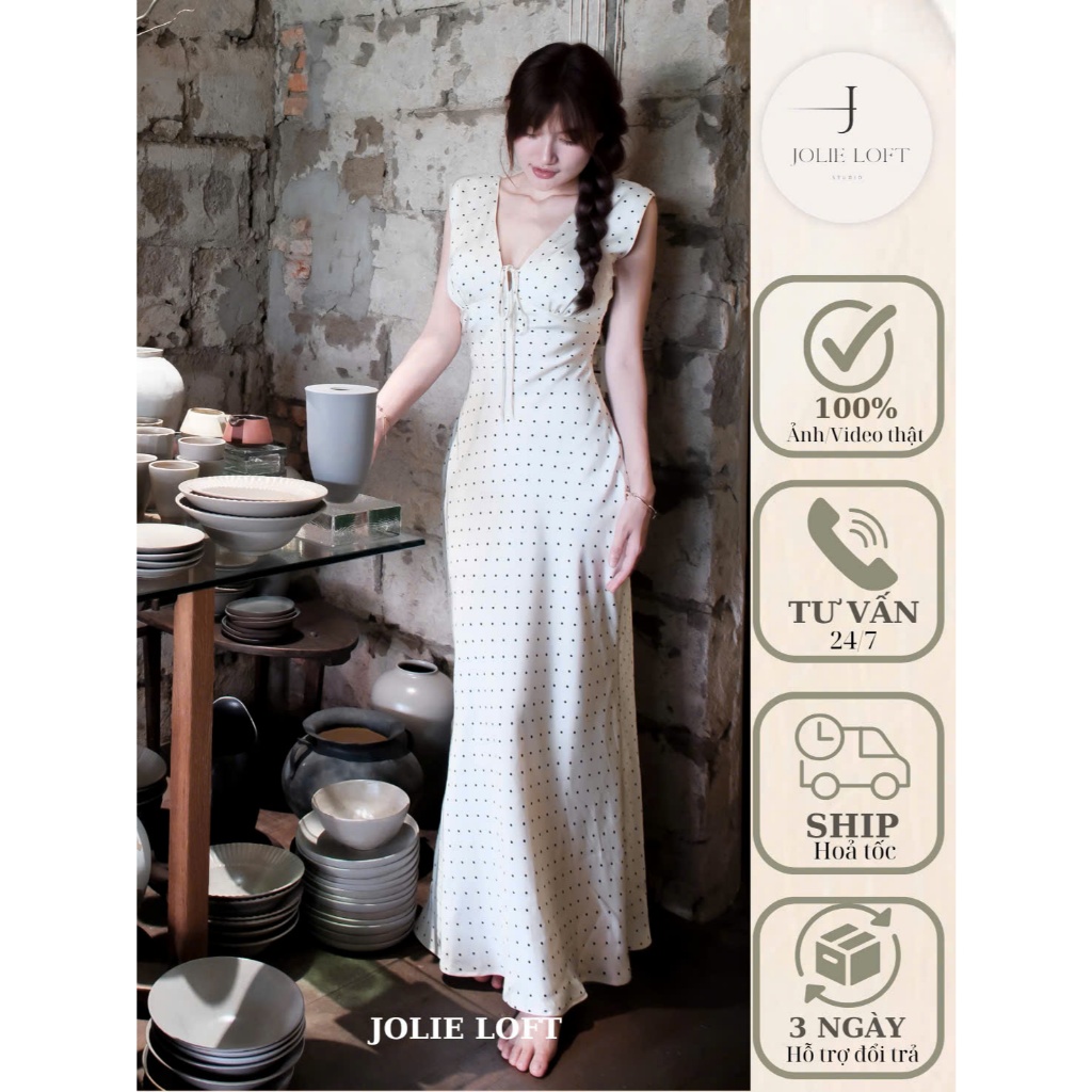 Váy lụa dự tiệc du lịch thiết kế Dove Dress JOLIE LOFT, đầm dáng dài ...