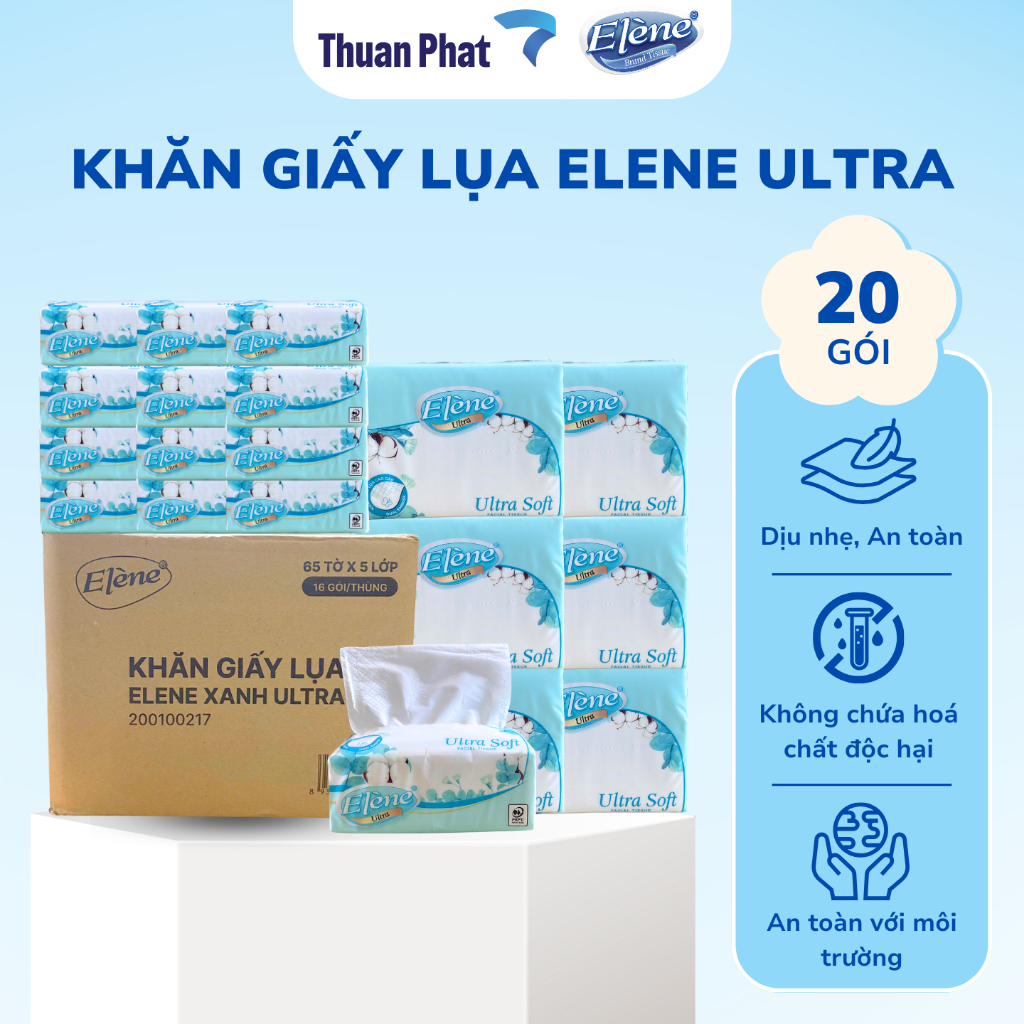 Khăn Giấy Lụa 5 Lớp Rút Elene Ultra Cao Cấp, Mềm Mịn, An Toàn (COMBO LẺ ...