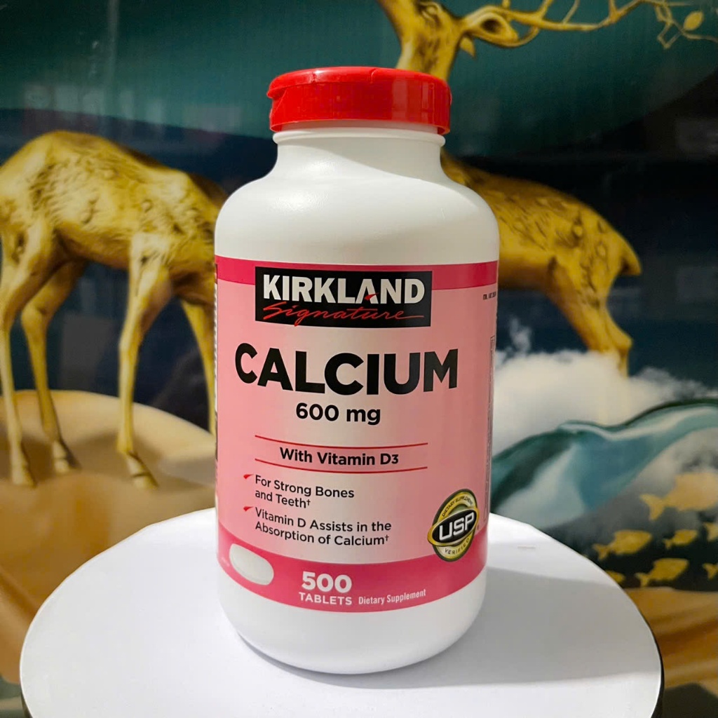 Hỗ trợ xương khớp Kirkland Signature Calcium 600Mg with vitamin D3 500 viên bổ sung canxi ...