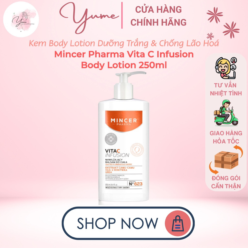 Kem Body Lotion Dưỡng Trắng & Chống Lão Hoá Mincer Pharma Vita C ...
