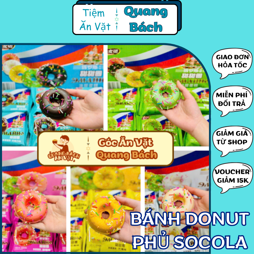 BÁNH DONUT SOCOLA PHỦ CỐM CẦU VỒNG NỘI ĐỊA TRUNG VỊ , BÁNH DONUT VỊ ...
