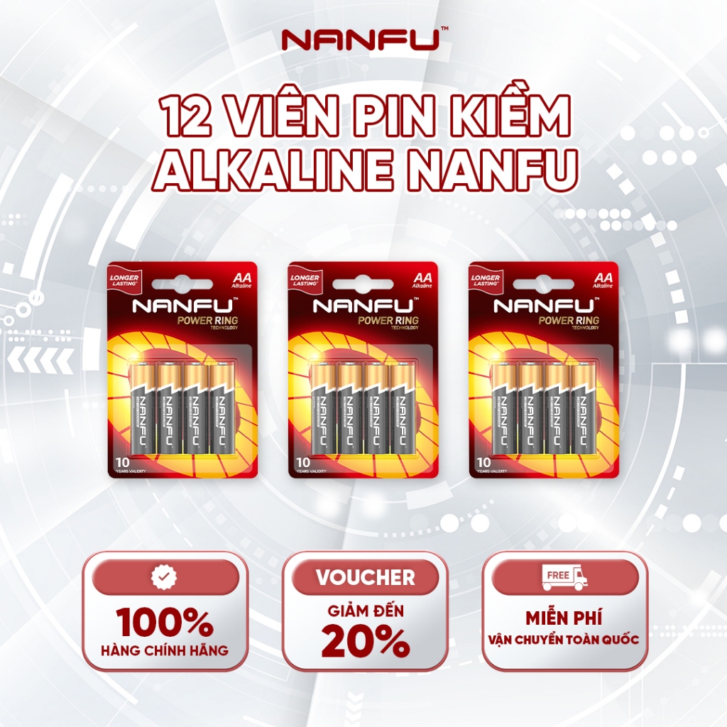 Nanfu 12 Viên Pin Kiềm 1.5V Alkaline Cao Cấp Pin Siêu Bền Bảo Vệ Thiết ...
