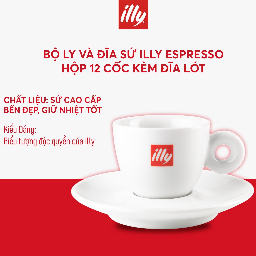 Bộ Ly Và Đĩa Sứ Illy Espresso 12 Cốc Kèm Đĩa Lót Chính Hãng Made In ...