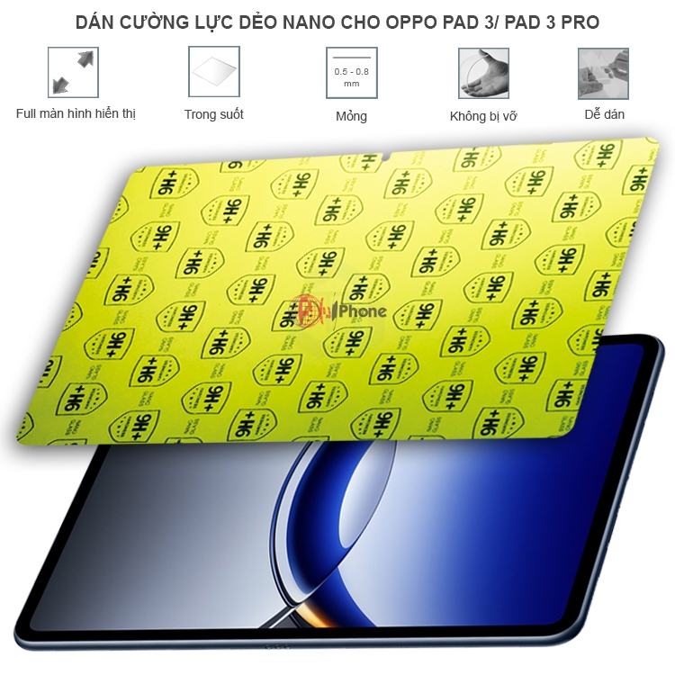 Dán cường lực dẻo nano trong hoặc nhám cho Oppo Pad 3/ Pad 3 Pro - Dán ...