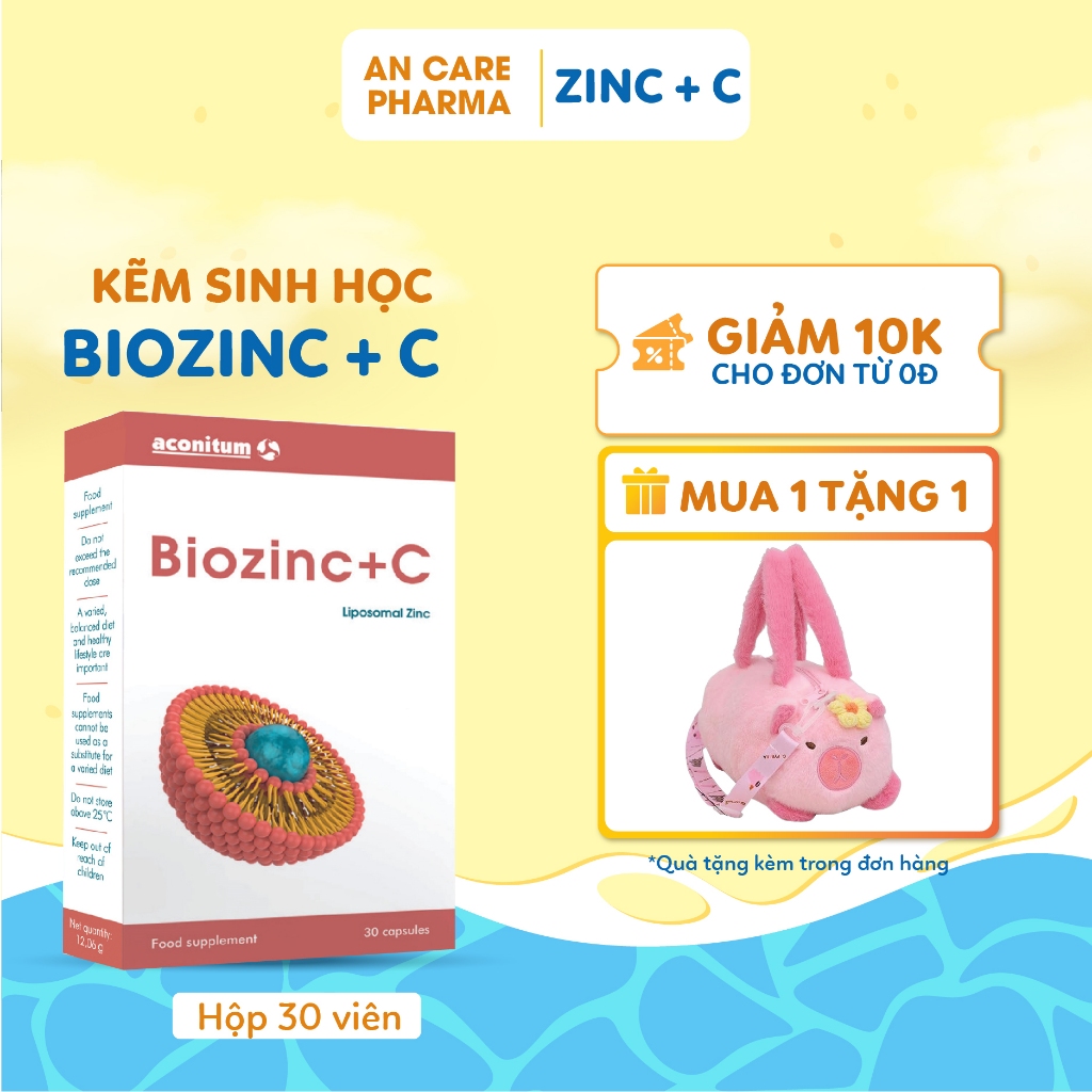 Biozinc + C Viên uống Bổ sung Kẽm và Vitamin C, Hỗ trợ đề kháng, ăn ...