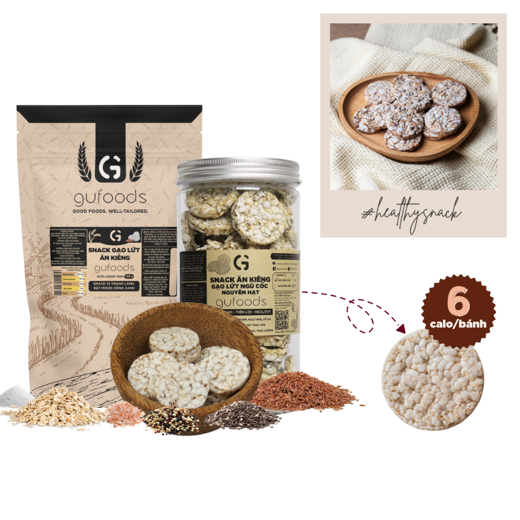 Snack gạo lứt ngũ cốc nguyên hạt GUfoods (80g/150g) - Không đường ...