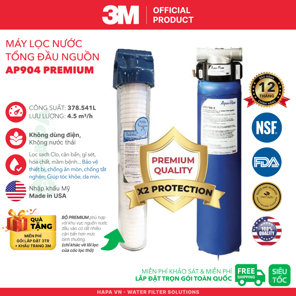 Máy Lọc Nước Đầu Nguồn 3M AP904 PREMIUM Chính Hãng - Lọc Tổng Chung Cư ...