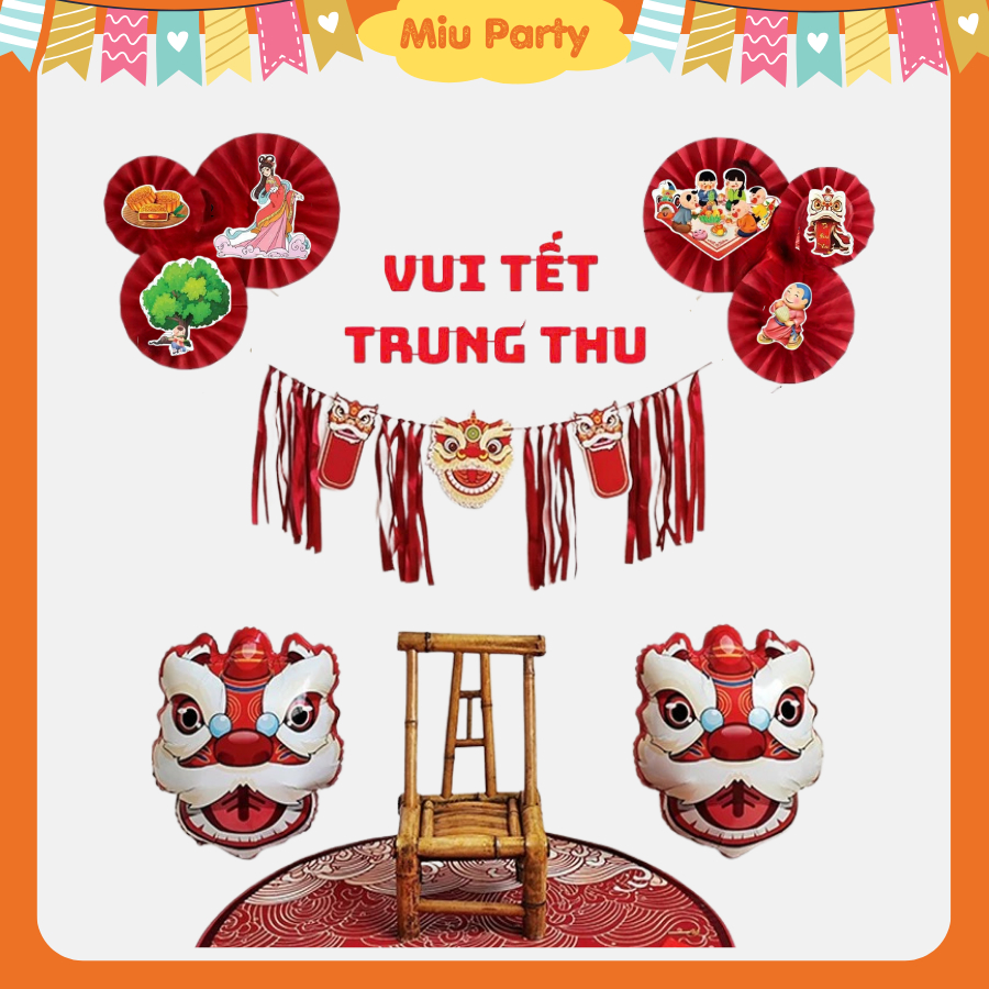 Set Trang Trí Decor Trung Thu, Set Quạt Kèm Đầu Lân - Miu Party ...