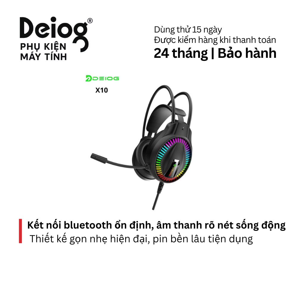 Tai nghe vi tính deiog x10 led rgb usb 7.1 âm thanh sống động | Shopee Việt Nam