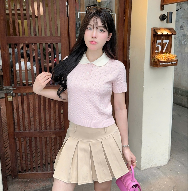 [DELIZ] - Áo len cổ sen dáng polo dệt vặn thừng len lông thỏ PL21 cao ...