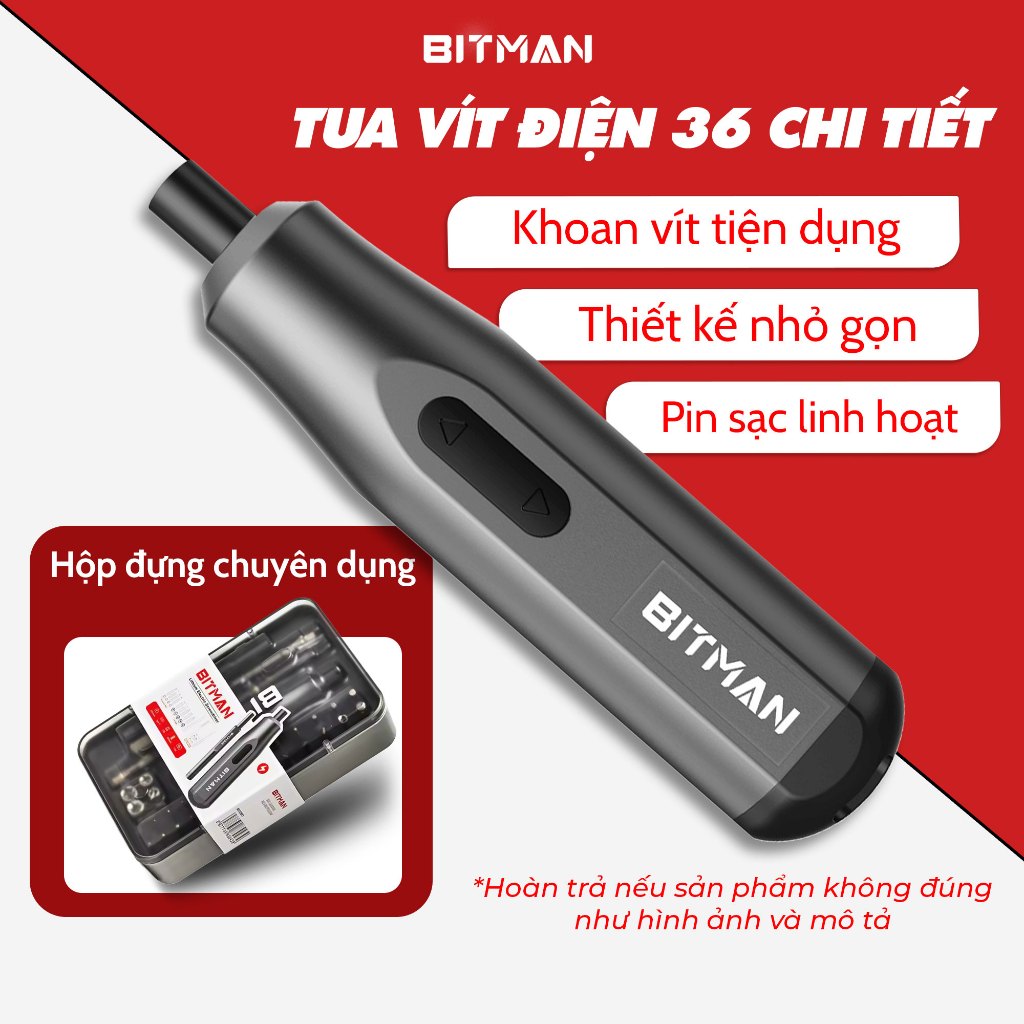 Bộ Tua Vít Điện BITMAN, Bộ Khoan Pin Cầm Tay 36 Chi Tiết, Đa Năng Sửa Chữa Gia Dụng Và Thiết Bị ...