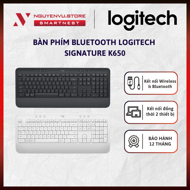 [CHÍNH HÃNG] Bàn phím không dây Logitech Signature K650 – Fullsize, kê ...