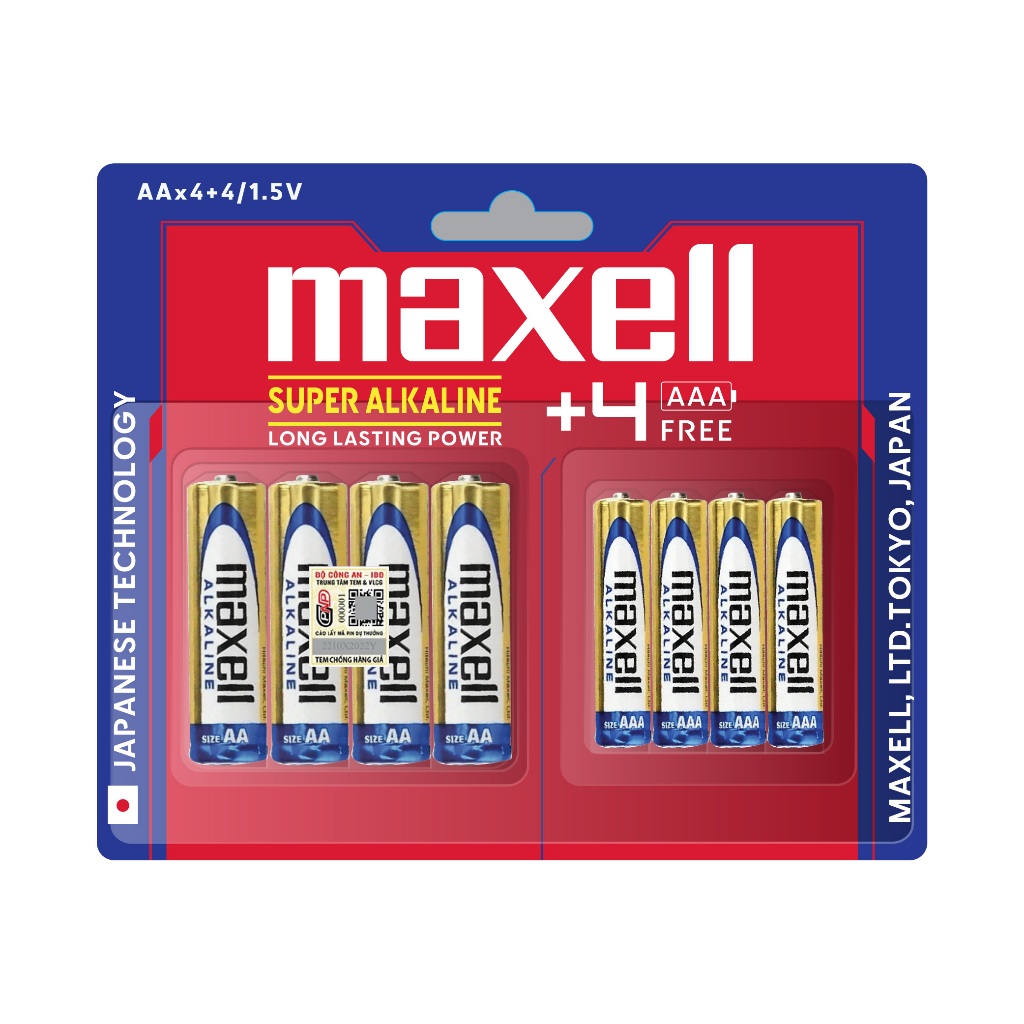 Pin Tiểu AA/ 2A (LR6) Maxell Vỉ 4 Tặng 4 Viên AAA Super Alkaline 1.5V ...