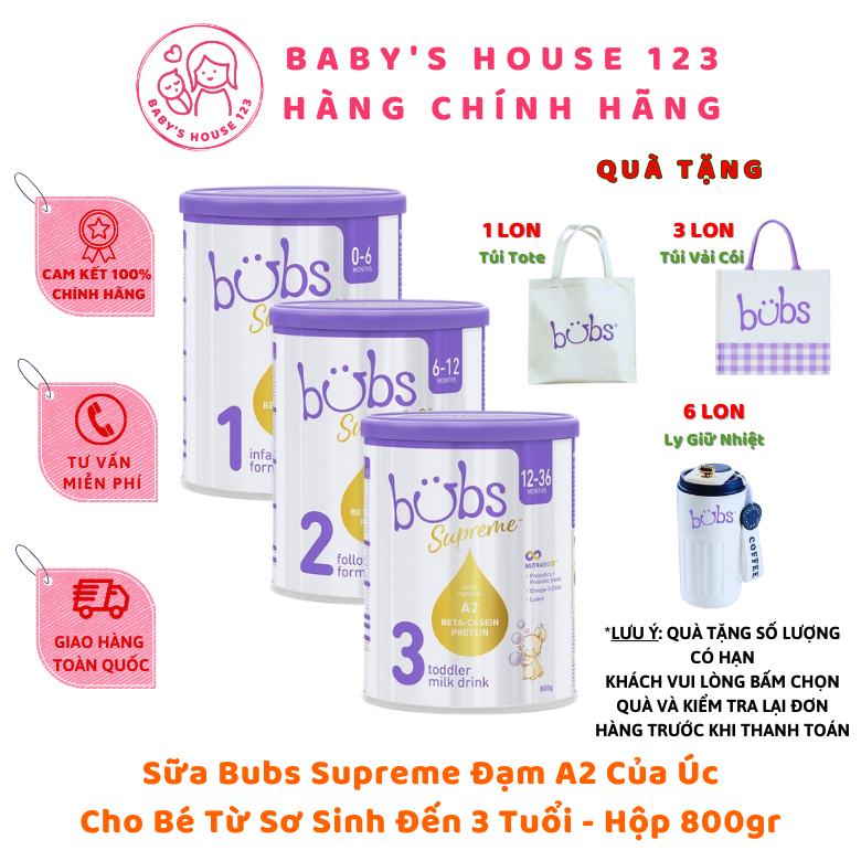Sữa Bubs Supreme Úc Đạm A2 Số 1, 2, 3 - Hộp 800g | Shopee Việt Nam