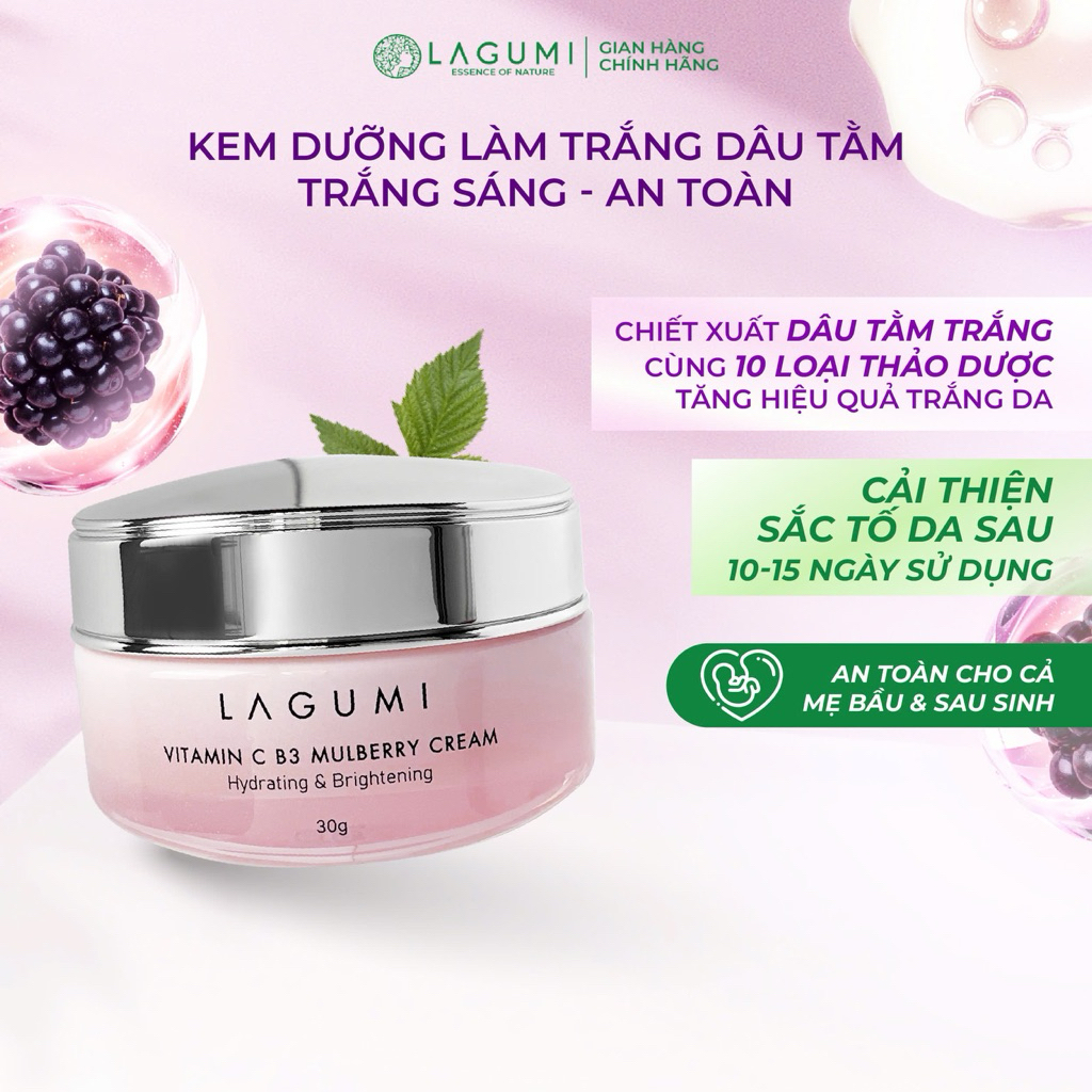 Kem Làm Trắng Da Mặt Lagumi Dâu Tằm B3 Giúp Mờ Thâm Giảm Nám | Shopee ...