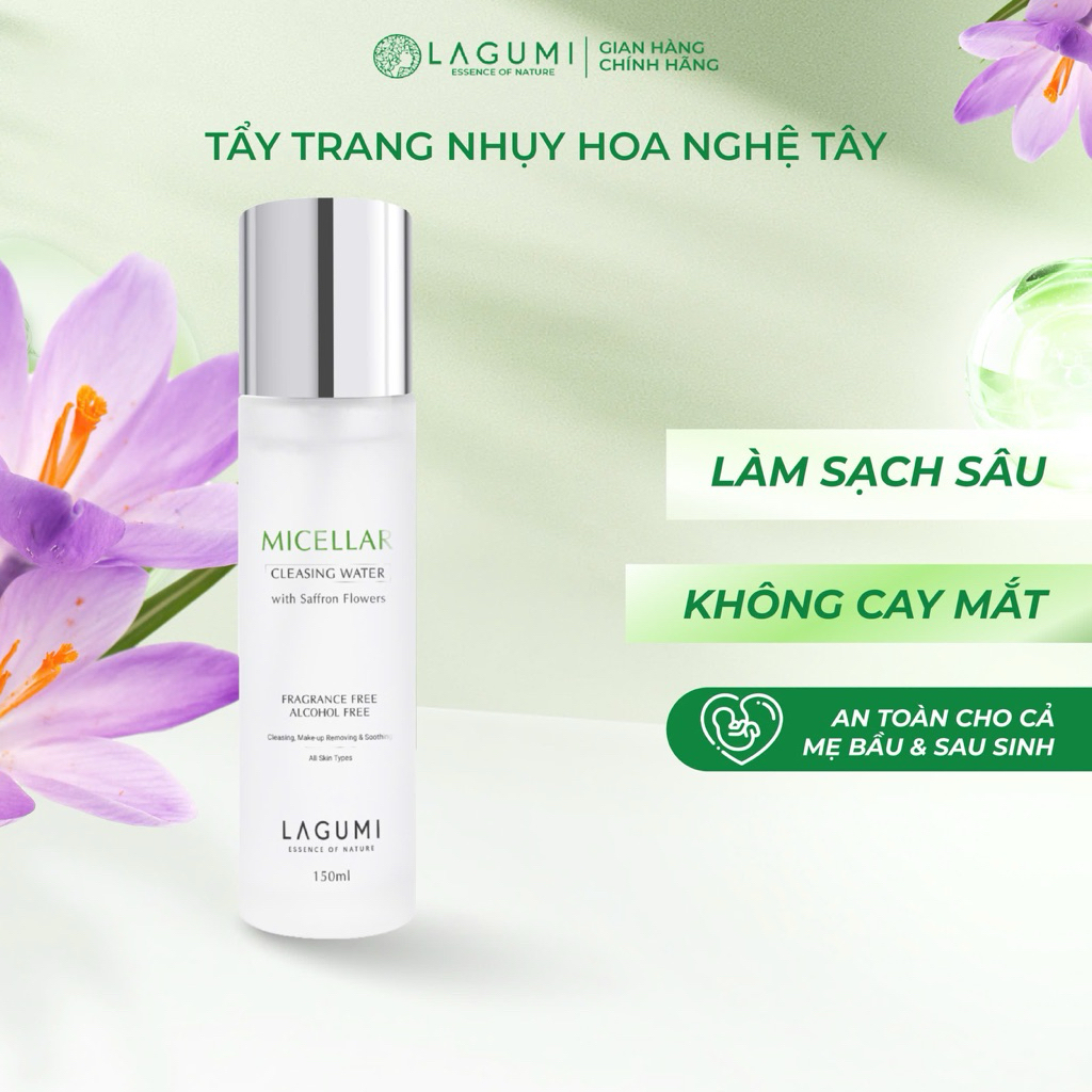 Nước tẩy trang LAGUMI 150ml chiết xuất saffron sạch sâu, không cay mắt ...