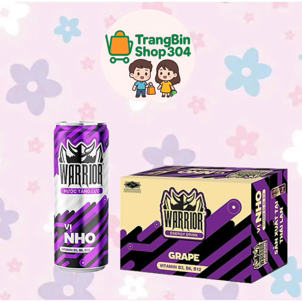 [Thùng 24 lon] Nước Tăng Lực Warrior Hương Nho 320ml | Shopee Việt Nam