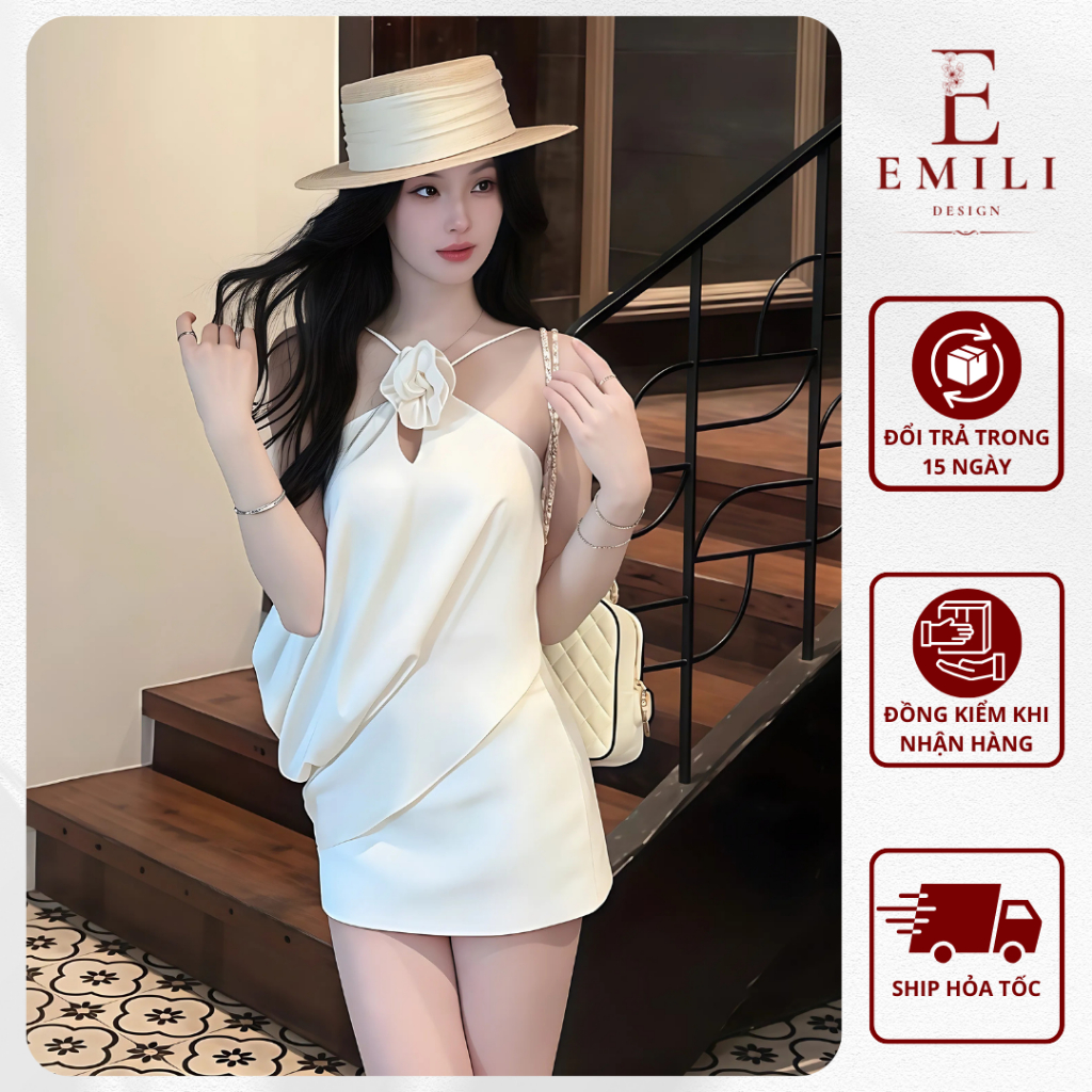 Set áo yếm bấu li đính hoa phối chân váy chữ A Emili Design sang chảnh ...