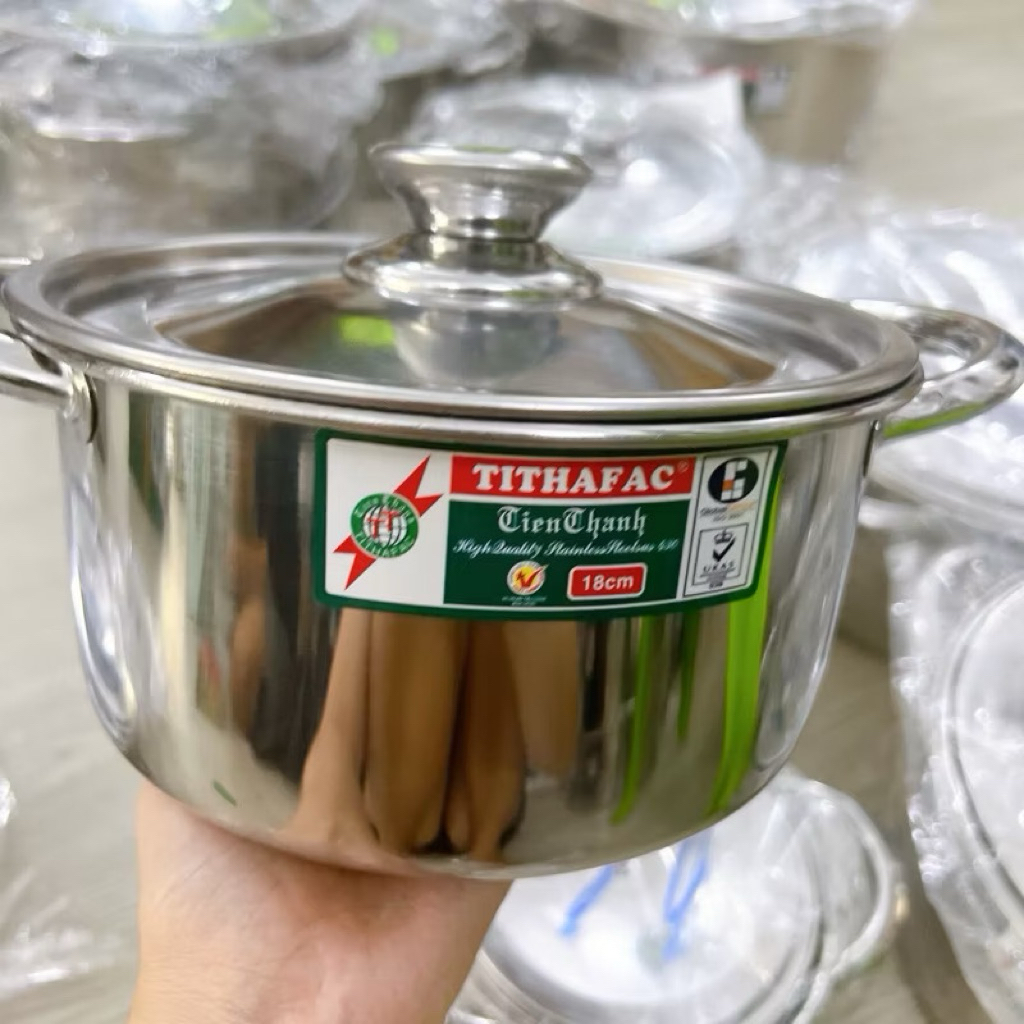 Nồi inox Tithafac sử dụng được bếp từ đủ size (16-32cm), nồi inox cao ...