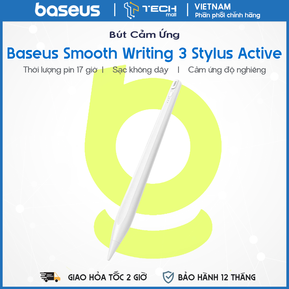 Bút Cảm Ứng Baseus Smooth Writing 3 Stylus Active (Bao gồm: 1 Cáp USB-C ...