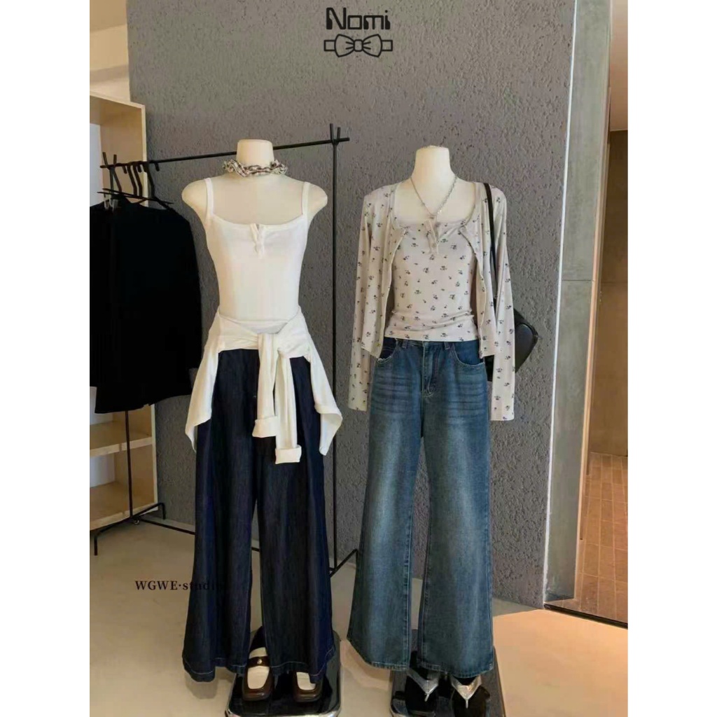 𝑾𝑮𝑾𝑬• Set áo 2 dây cổ vuông khuy kèm áo cardigan 7057 wgwe quá xinh luôn hàng QC size SM ...