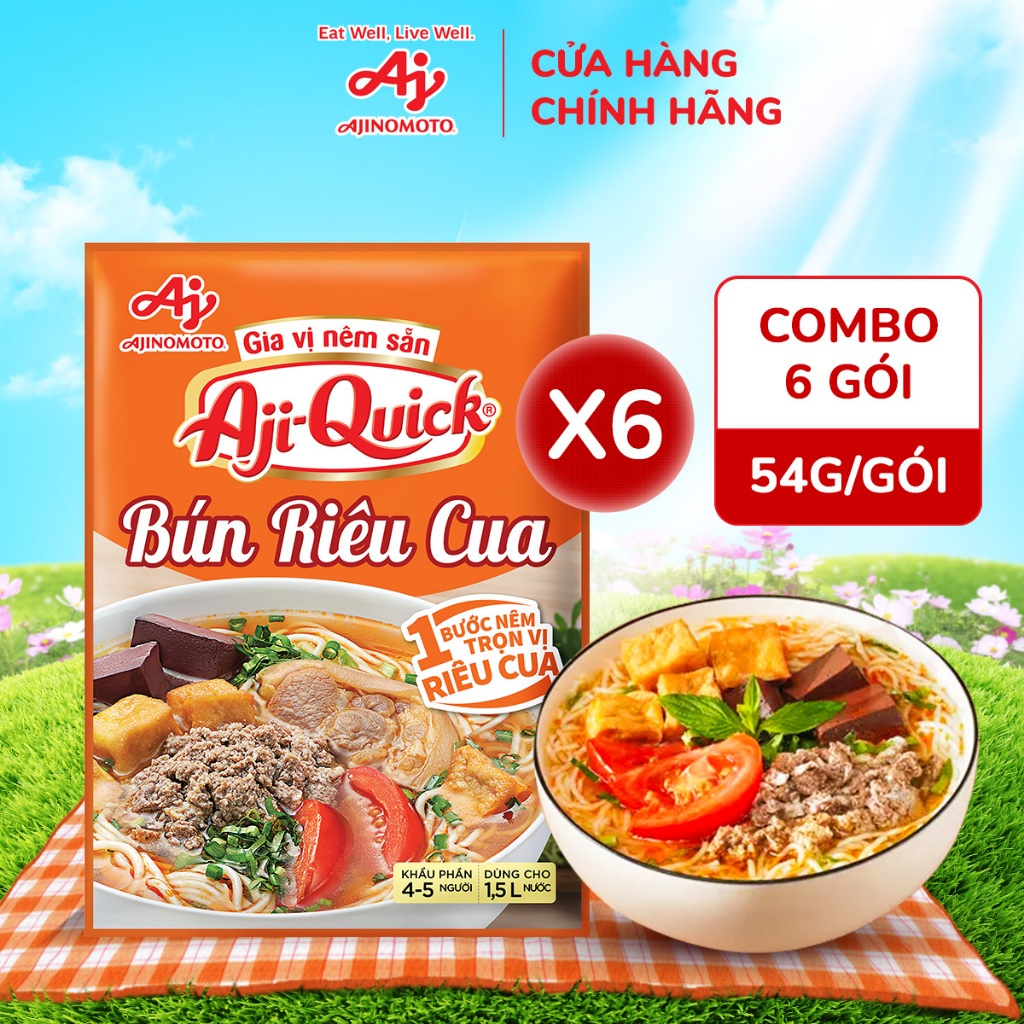 Combo 6 Gói Gia Vị Nêm Sẵn Aji-Quick® Bún Riêu Cua 54g/Gói | Shopee ...