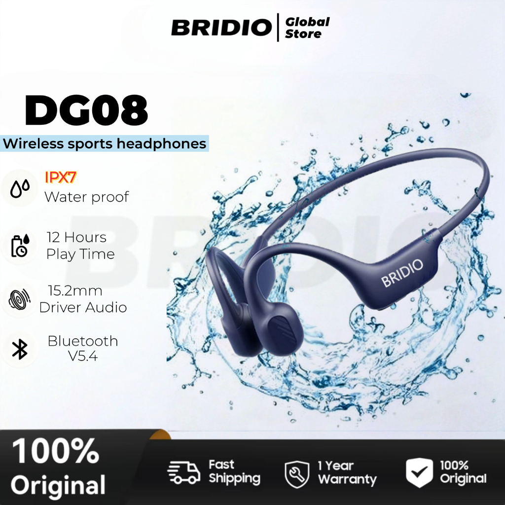 Bridio Tai nghe Bluetooth dẫn truyền xương cho bơi lội, chống nước sâu ...